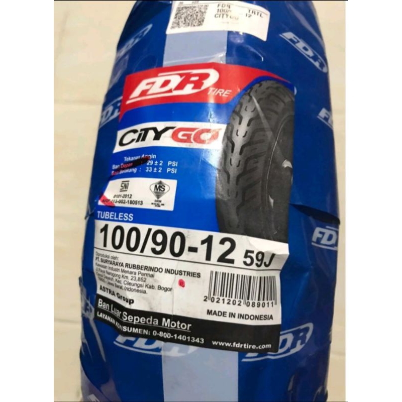 Jual BAN LUAR TUBLESS MERK FDR CITY GO RING 12 DEPAN DAN BELAKANG ...