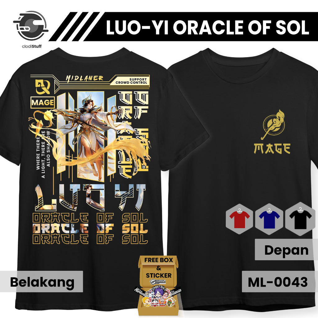 Jual Kaos MLBB LUO YI ORACLE OF SOL EPIC SKIN Mobile Legends Distro Tshirt Lengan Pendek Hitam ...