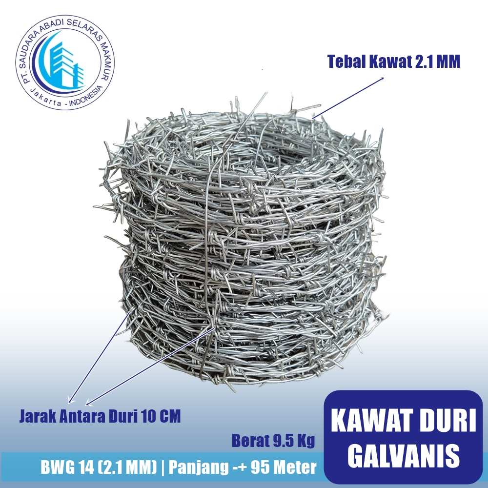 Jual Kawat Duri Galvanis BWG 14 (9.5Kg - 95Mtr) | Shopee Indonesia