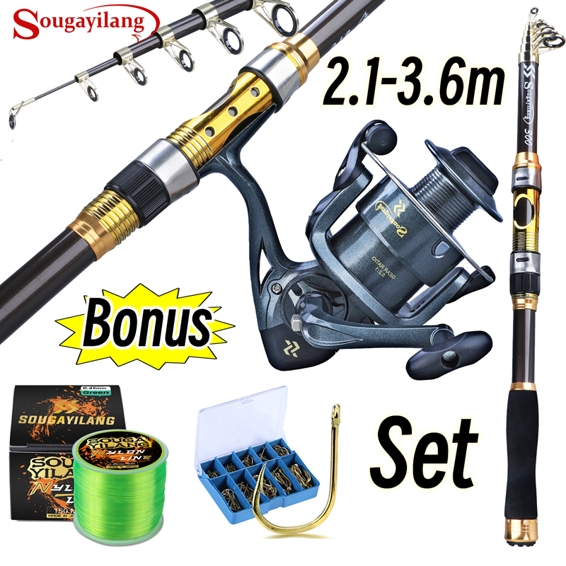 Jual Sougayilang Joran Pancing Set 210cm—360cm Teleskop Joran Set 5.2:1 ...