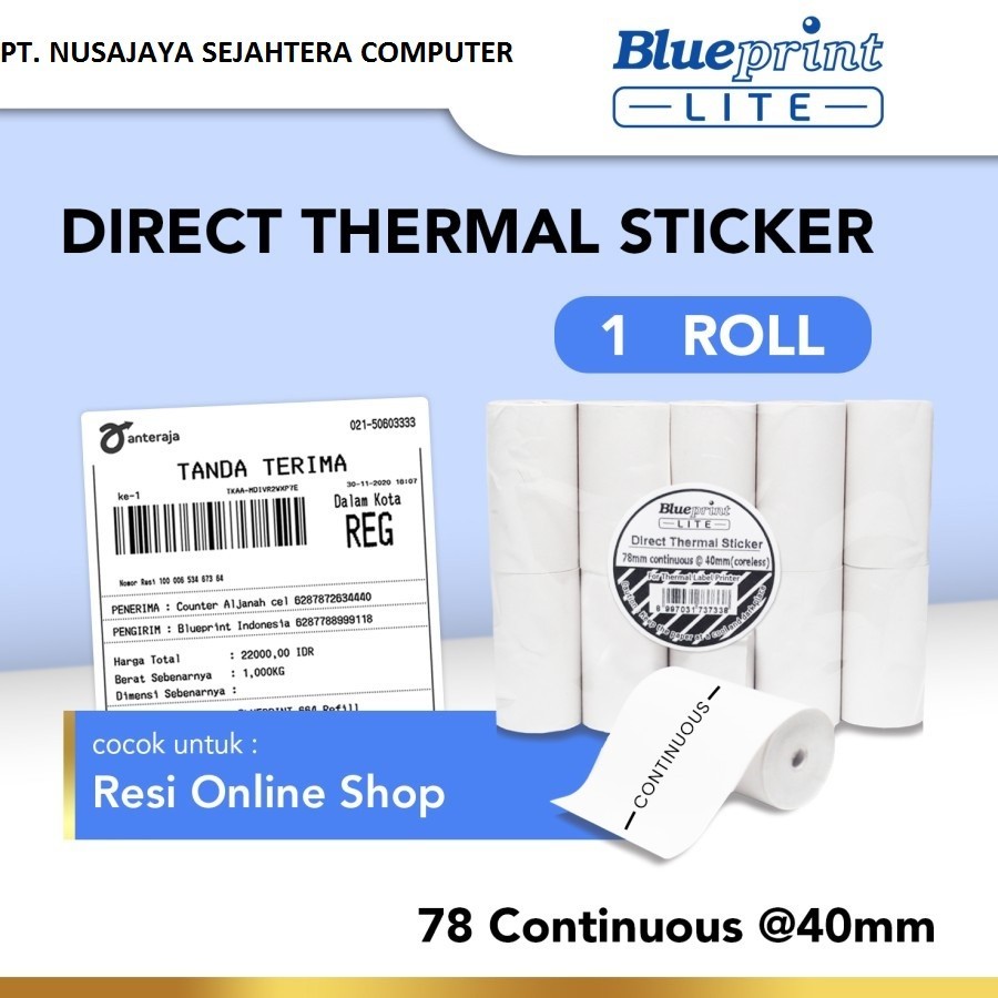 Jual Kertas Thermal Sticker Blueprint Direct 78x100x1 Line / 78 ...