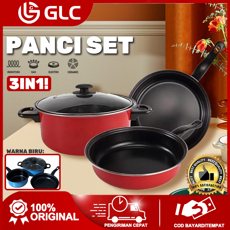 Jual 3 IN 1 COMBINATION POT 24CM+24CM+18CM / PANCI SERBAGUNA/ PANCI WAJAN GAGANG REBUS / TEFLON ...
