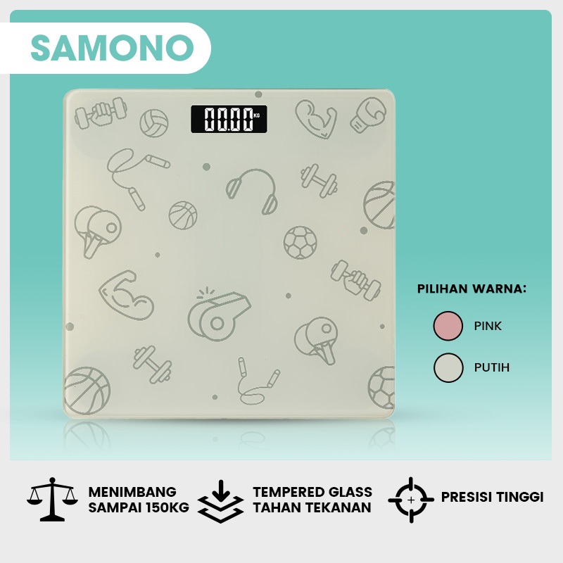 Jual SAMONO Timbangan Badan Digital Temper glass ketebalan 5MM Max ...