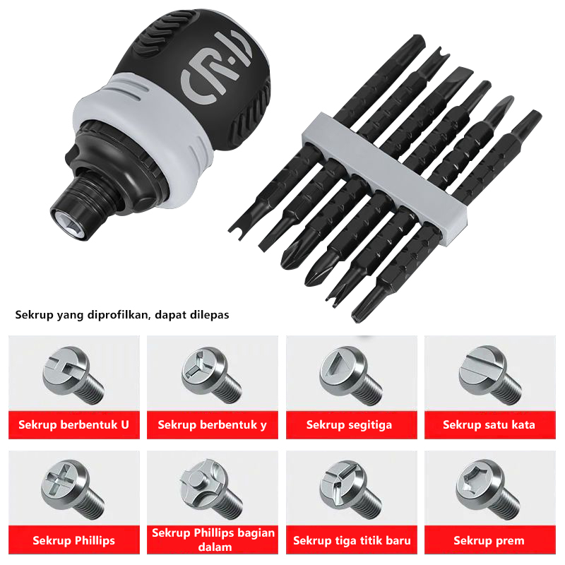 Jual Paket Lengkap Obeng CRV Set 13in1 Obeng Cebol buntek karet Dua ...