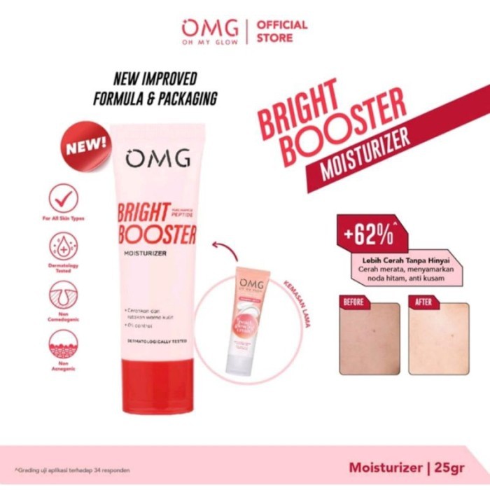 Jual OMG Oh My Glow Peach Glowing Cream 25 g / OMG Bright Booster Moisturizer (kemasan baru ...