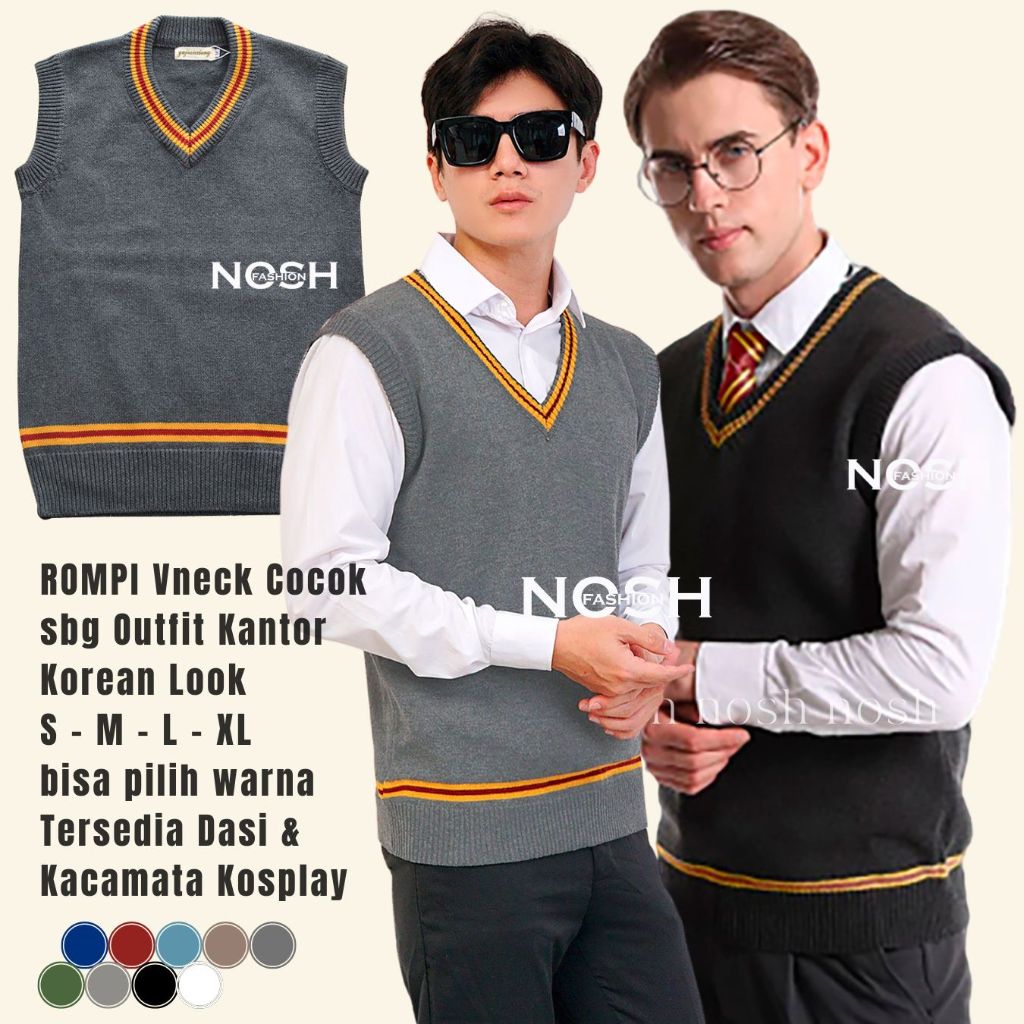 Jual Rompi Rajut Pria Gaya Korea Style Vneck Rajut Katun / Vest Knit ...