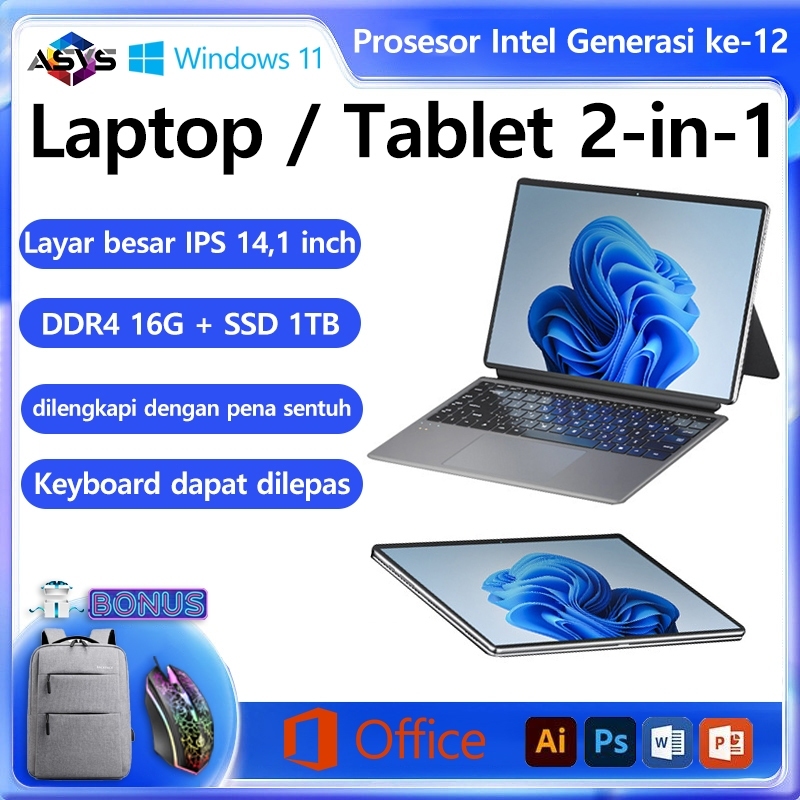 Jual Laptop/Tablet 2-in-1 dengan layar sentuh, prosesor Intel generasi ...