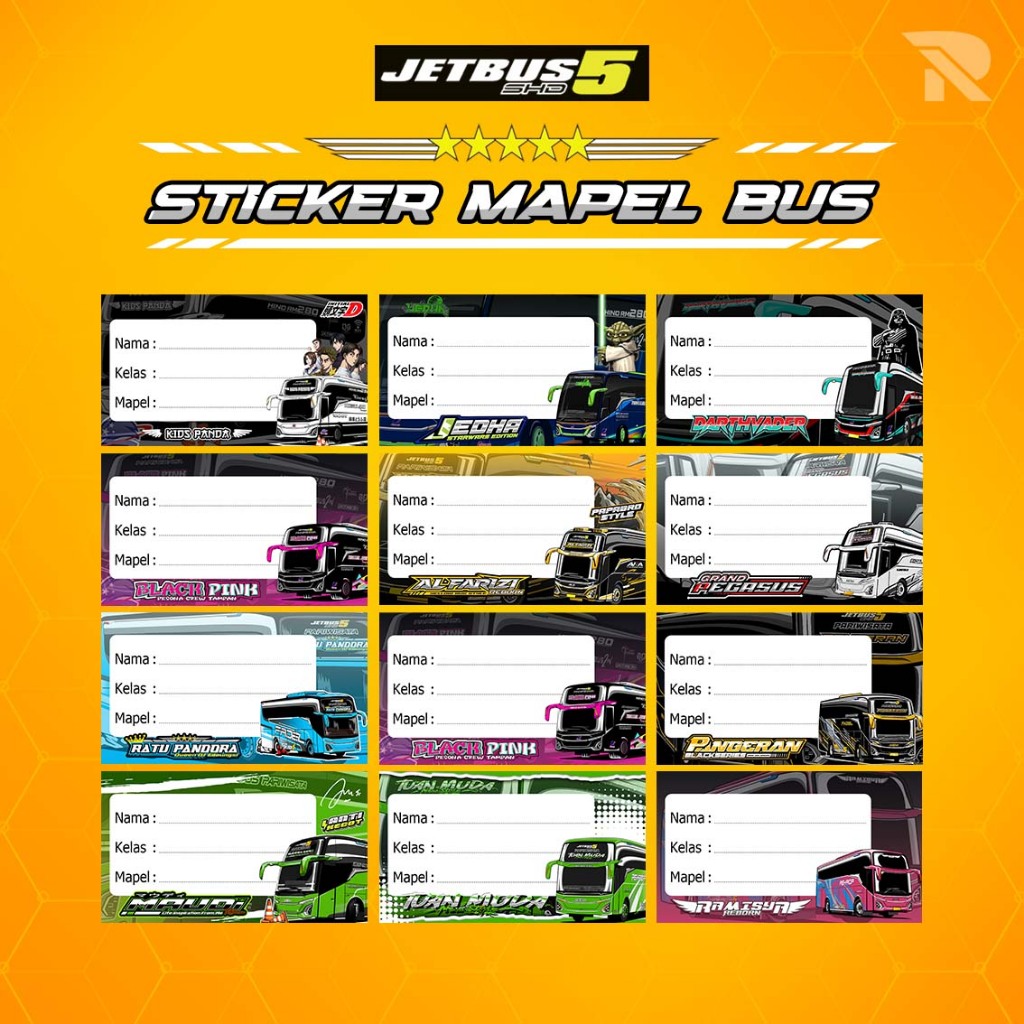 Jual Stiker Bus Basuri Jetbus 5 Label Nama Buku Pelajaran / Mapel ...