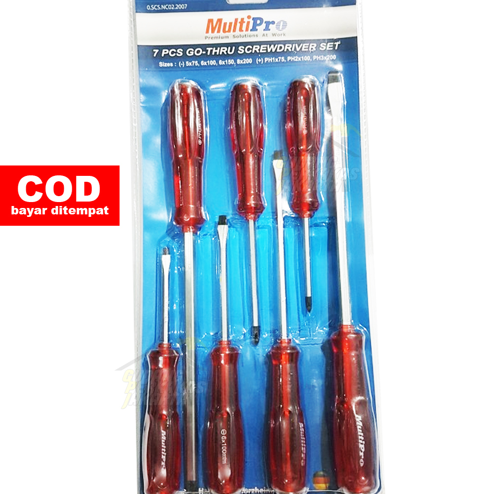 Jual MULTIPRO Obeng Go-Thru Screwdriver Set 7 Pcs / Obeng Set 7pcs ...