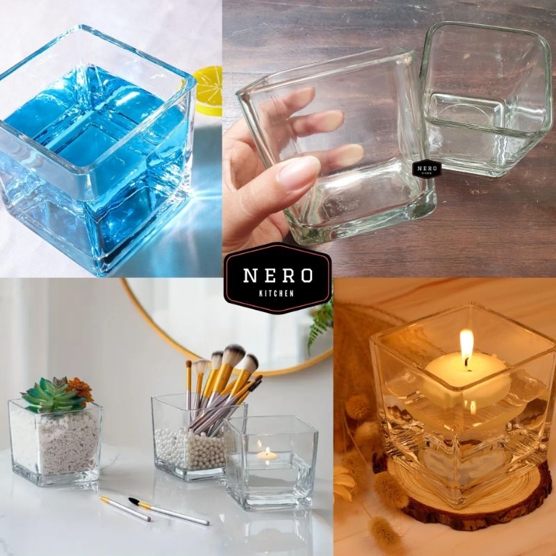 Jual Gelas Kotak 9cm Ujung Tumpul / Gelas Kaca Kotak / Vas Kotak Kaca / Tempat Lilin kaca kotak ...