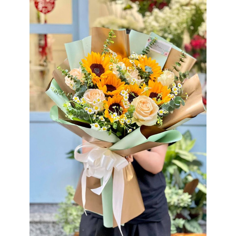 Jual sunflowers mix roses bouquets bucket buket bunga segar fresh ...