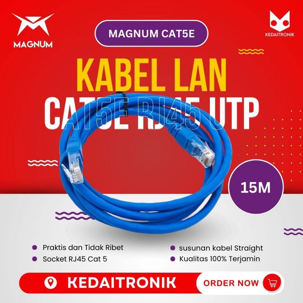 Jual Kabel LAN Cat5 15M MAGNUM RJ45 UTP Cat 5 Pabrikan Jadian 15 meter | Shopee Indonesia
