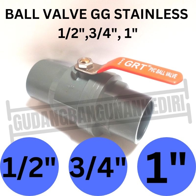 Jual ball valve stop kran keran pvc gagang stainless 1/2" , 3/4" , 1" inch MDN GRT VIPER ...
