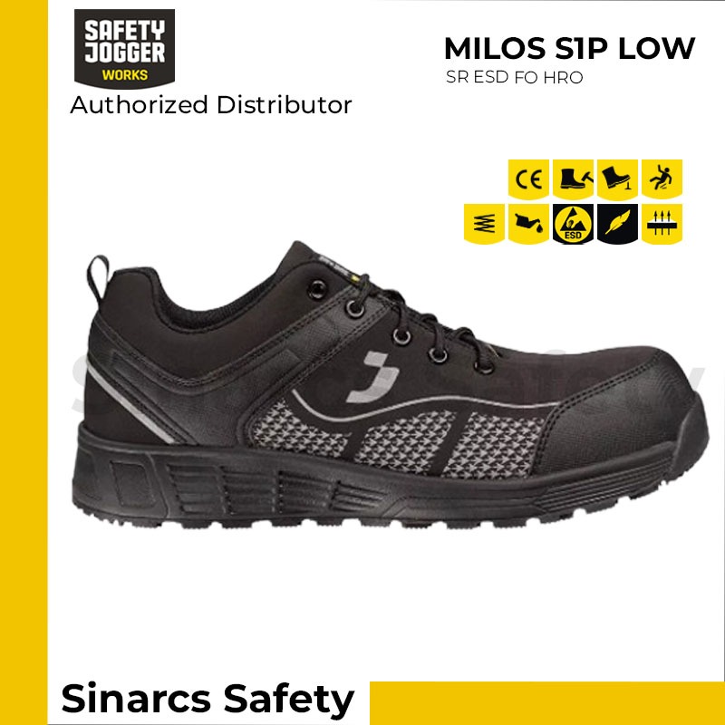 Jual Sepatu Safety Jogger MILOS S1P Low - Black / Hitam | Shopee Indonesia