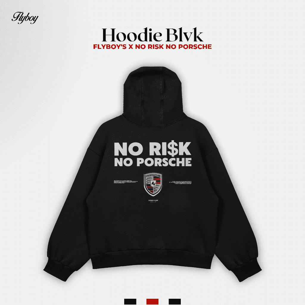 Jual FLYBOY'S HOODIE BLACK - NO RISK NO PORSCHE - COTTON FLEECE ...