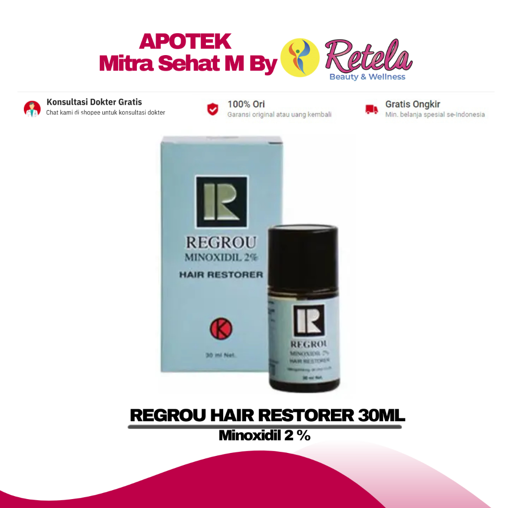 Jual REGROU HAIR RESTORER BOTOL 30ML ( Minoxidil 2 % ) | Shopee Indonesia