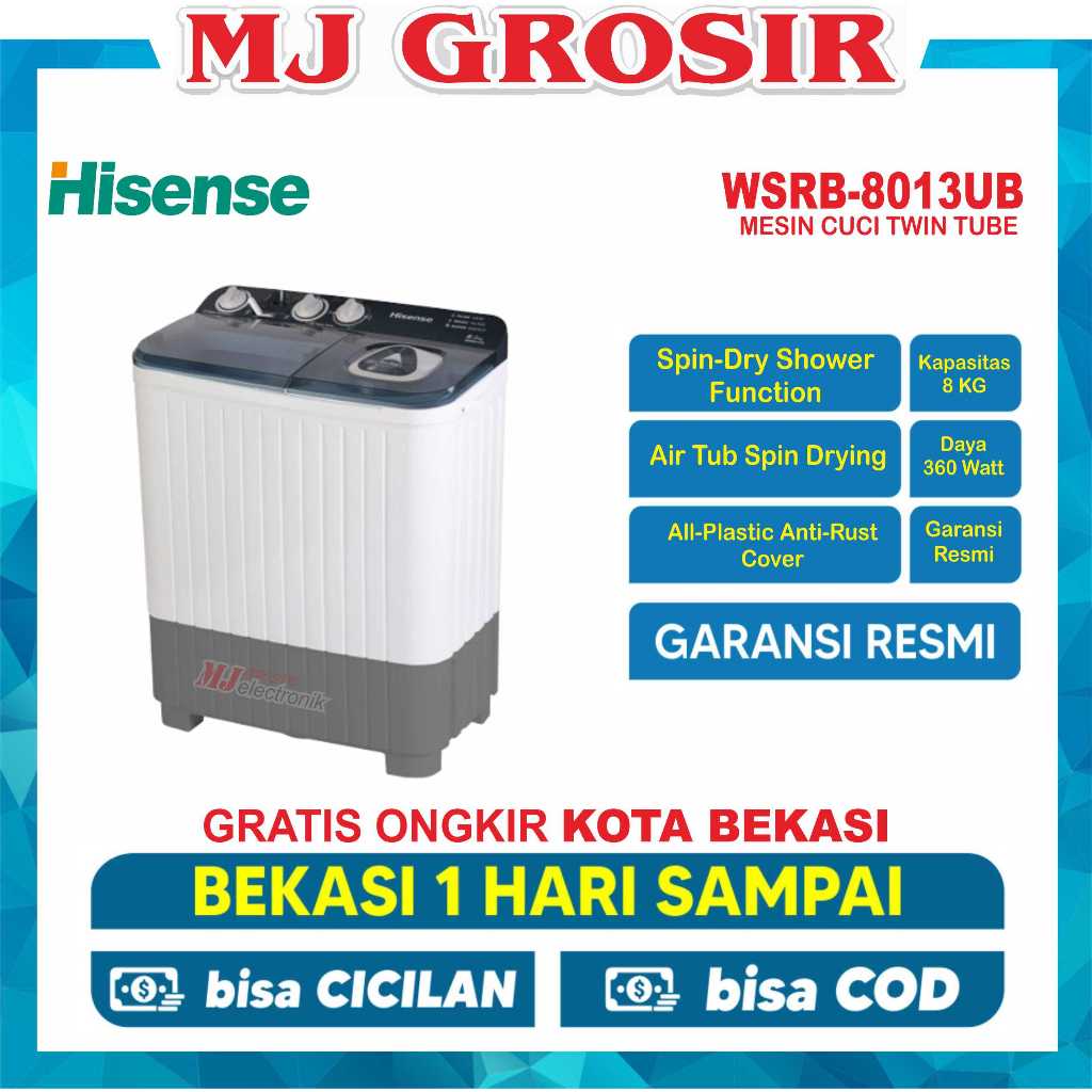 Jual MESIN CUCI HISENSE WSRB 8013 UB TWIN TUBE 8 KG WSRB-8013UB ...