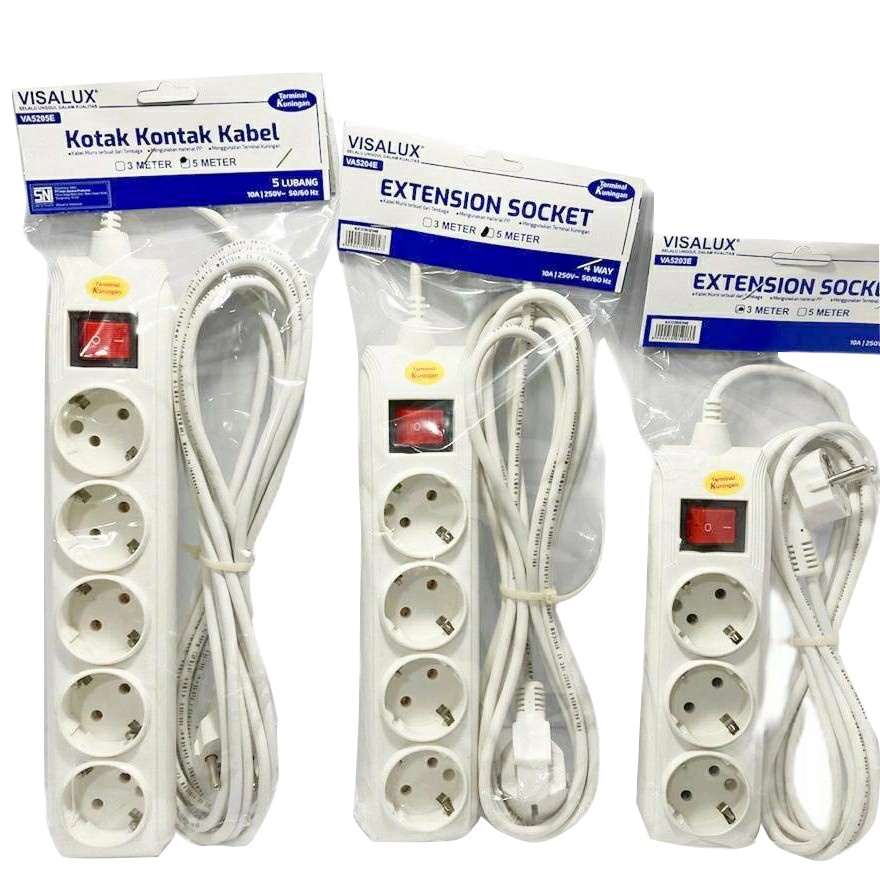 Jual Stopkontak Visalux Kabel 3 Meter 5 Meter 3 Lubang 4 Lubang 5 ...