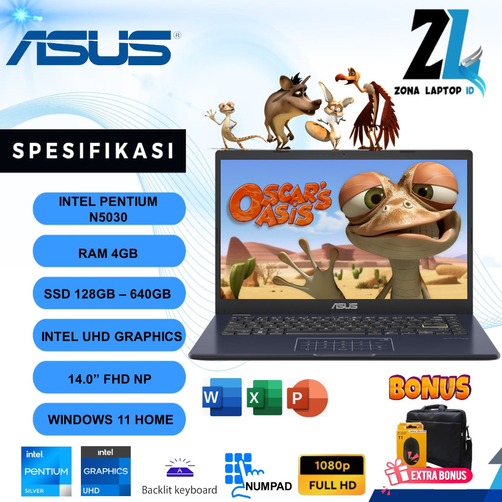 Jual LAPTOP PELAJAR ASUS L410MA INTEL PENTIUM N5030 4GB 640GB SSD ...