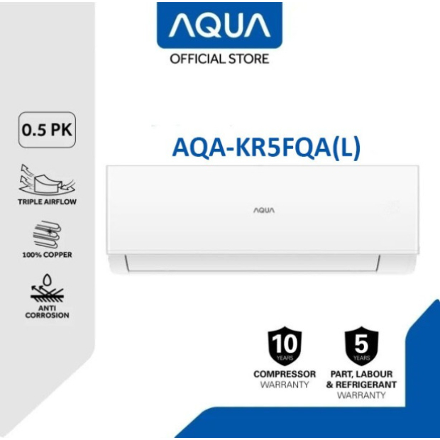 Jual AQUA AC 1/2 PK 0,5 PK Standard AQA KCR5FQAL Blue Fin Fast Cooling 5FQAL | Shopee Indonesia