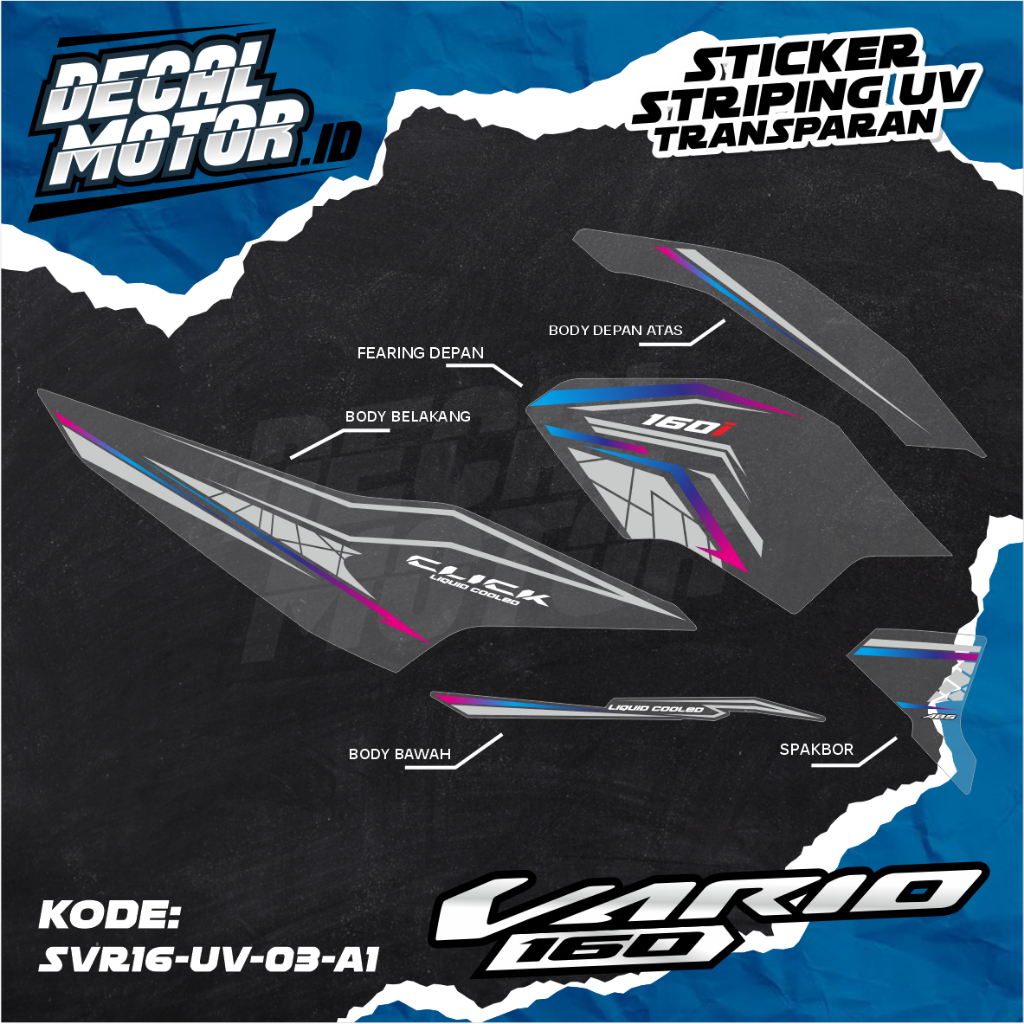 Jual STRIPING STIKER AKSESORIS BODY MOTOR VARIO 160 DESAIN MOTIF ...