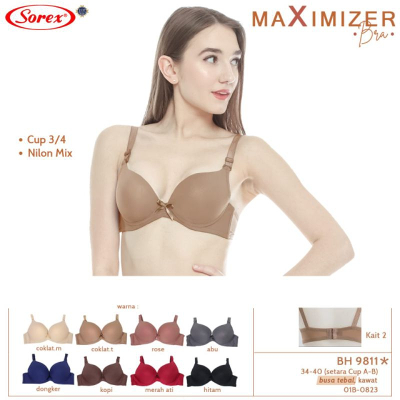 Jual Bra Push Up Maximizer Busa Tebal Cup 3/4 Setara Cup A-B Kait 2 Sorex 9811 | Shopee Indonesia
