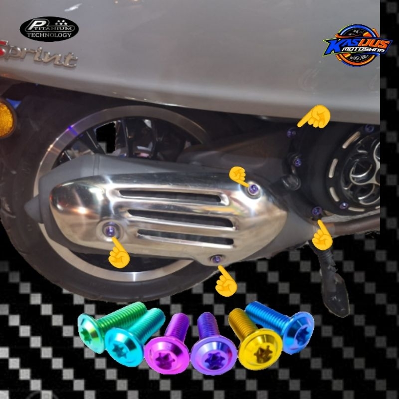 Jual baut tameng knalpot vespa titanium baut knalpot ke arm vespa ...