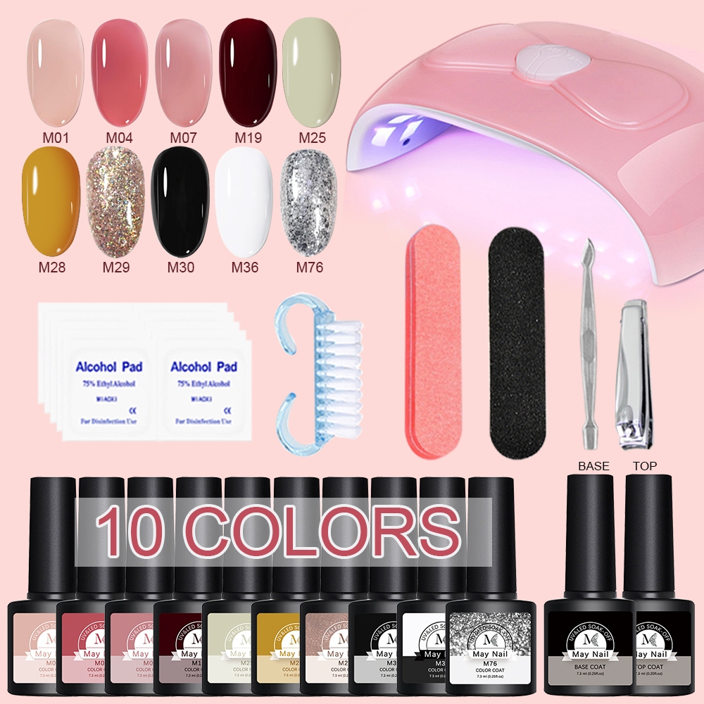 Jual Set Kutek Nail Art lampu kuku UV LED light 18W 10/9 Colour base ...