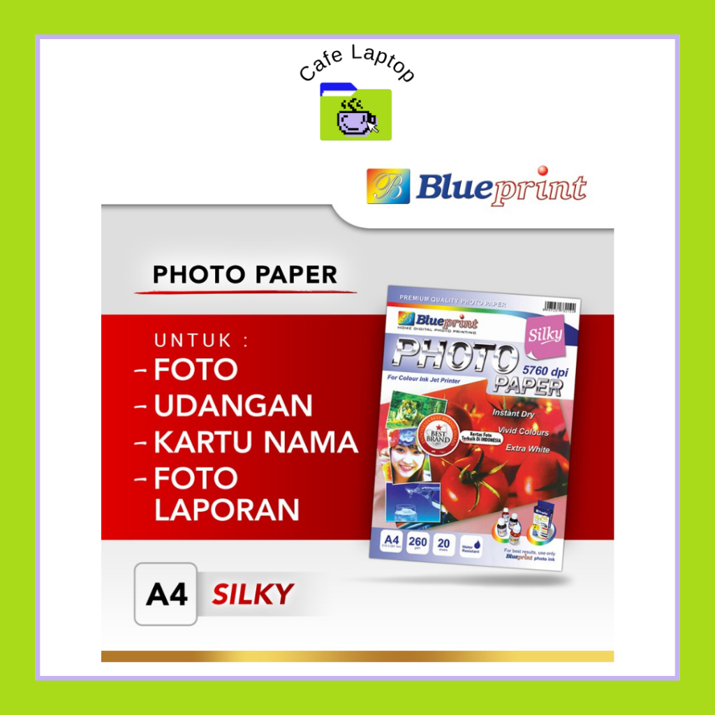 Jual Kertas Foto A4 BLUEPRINT Photo Paper 260 gsm - Silky 260 1 PCS ...