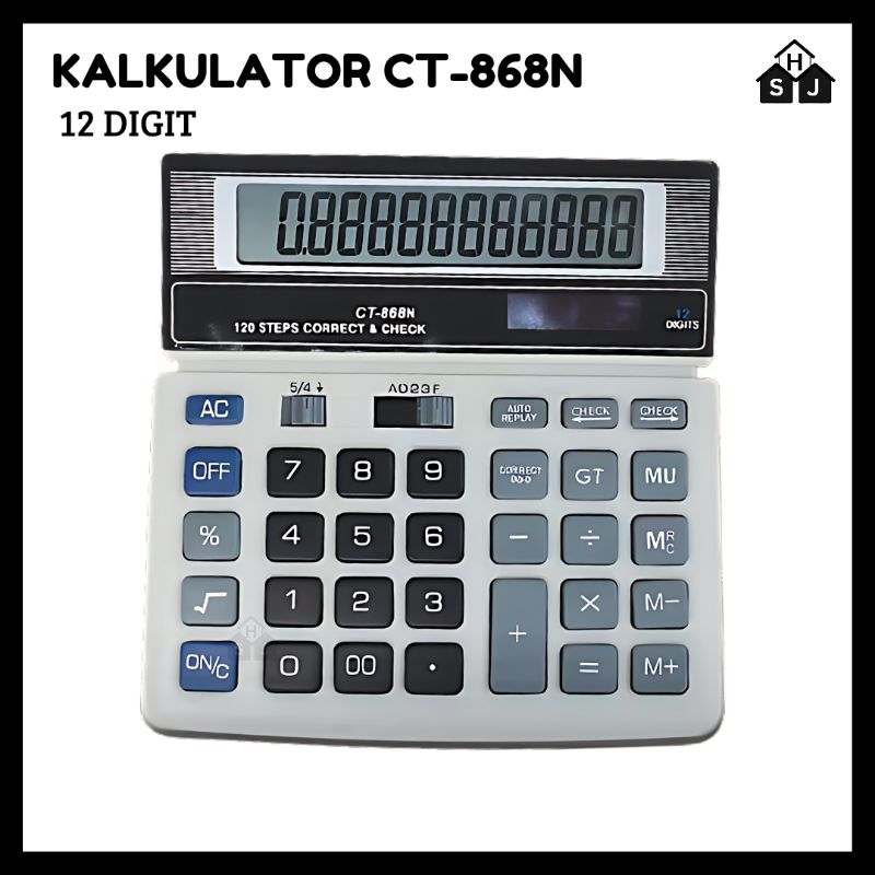 Jual Kalkulator CT-868N 12 Digit / Calculator Check Dual Power otomatis ...