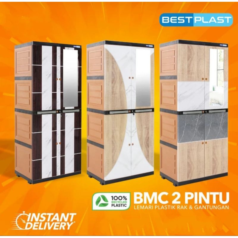 Jual Lemari Pakaian 2 Pintu Plastik Gantung Rak Susun Laci Cermin ...