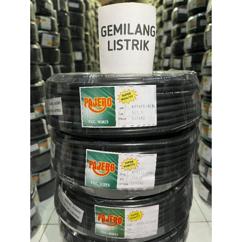 Jual kabel listrik/audio PAJERO 3x1,5mm (50yard/RoLL) Isi 3 Serabut ...