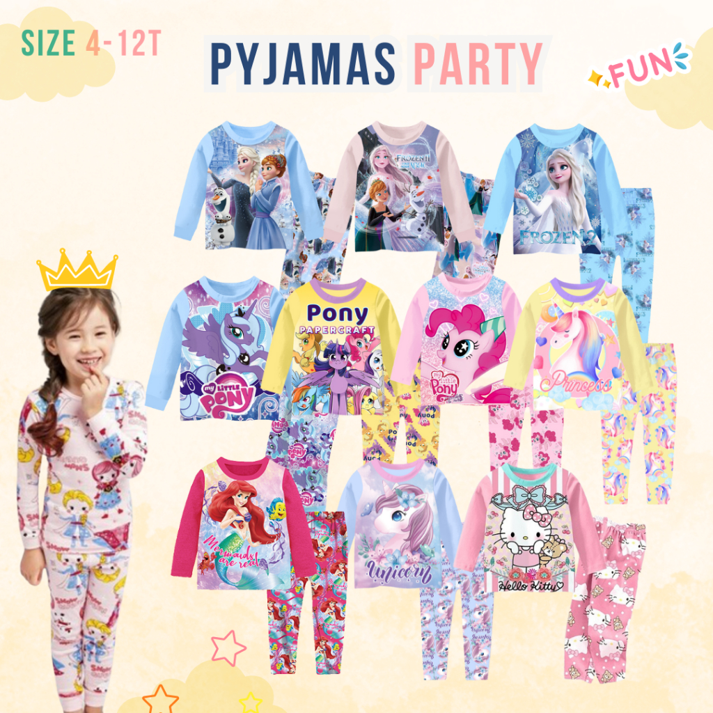 Jual [Brandedbaby] 4-12T Piyama Anak Perempuan Karakter Lengan panjang ...