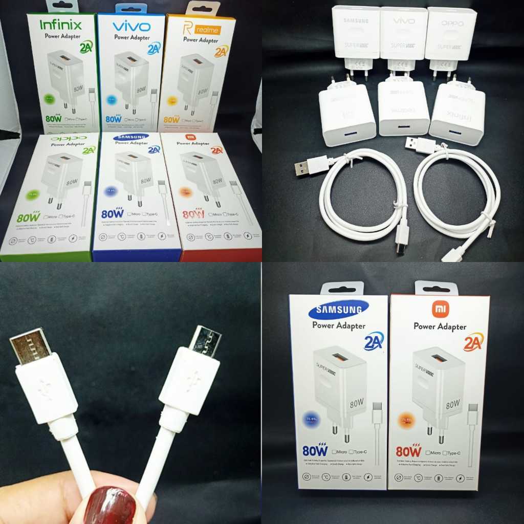 Jual CHARGER CASAN BRAND HP 80W 2A NON FAST 1USB MICRO USB / TYPE-C ...
