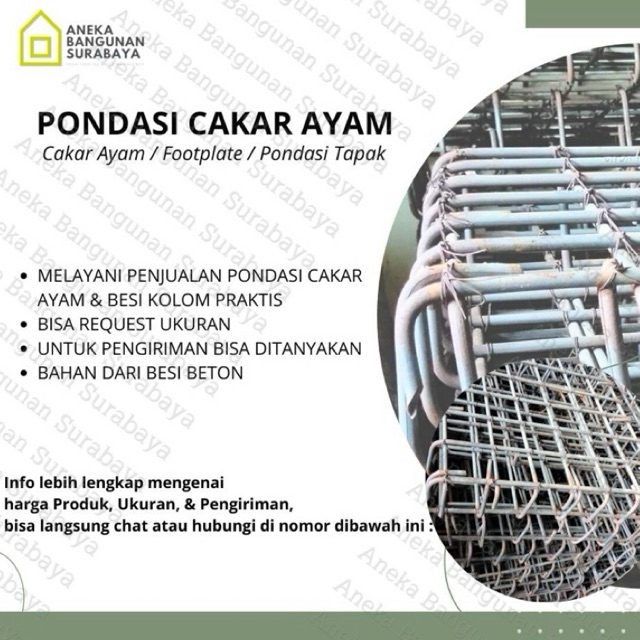 Jual Pondasi cakar ayam | fondasi besi beton polos ( bisa custom ...