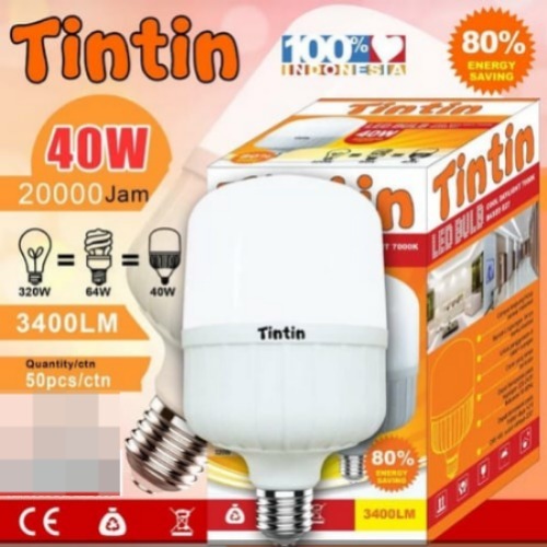 Jual LAMPU BOHLAM/BOLAM TINTIN BULB T LED 40 WATT HEMAT ENERGI | Shopee Indonesia