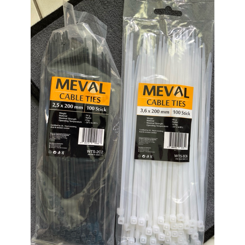 Jual Kabel ties Meval Warna Putih & Hitam ukuran 100mm,150mm,200mm ...