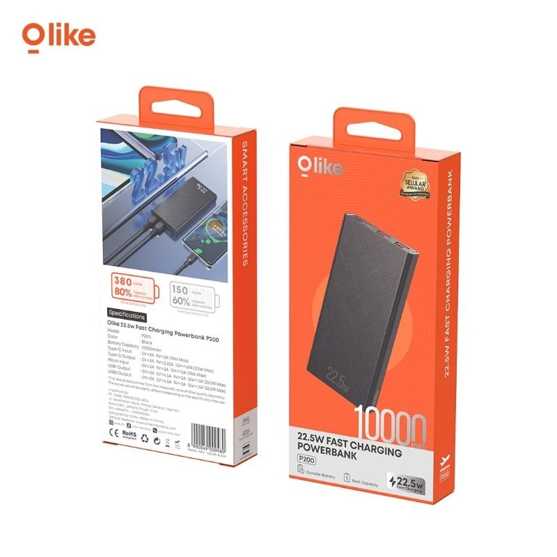 Jual OLIKE POWER BANK 10000mAh 22.5W PD QC 3.0 USB TYPE C 3Port OUTPUT ...