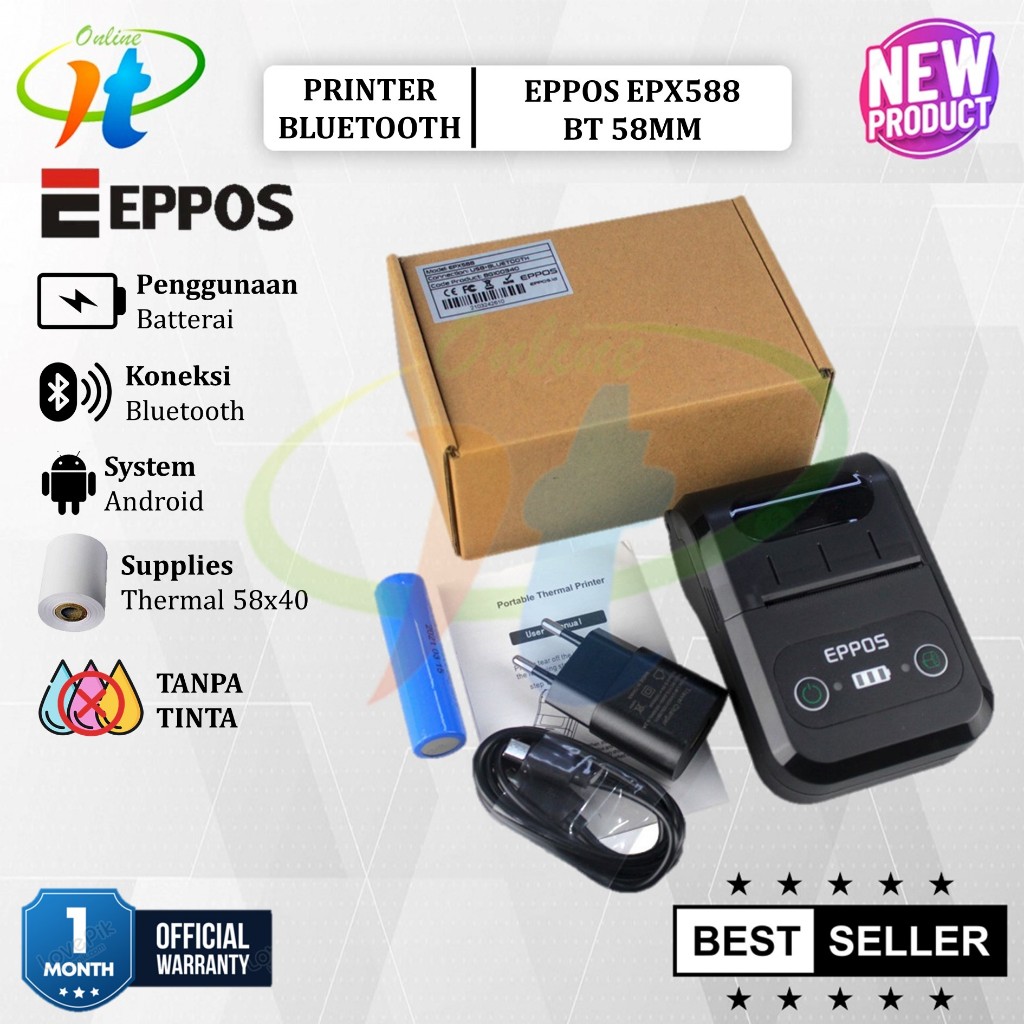 Jual Mini Printer Bluetooth Thermal 58mm Portable Eppos EPX588 Mobile Printer RPP02N Cetak Struk ...
