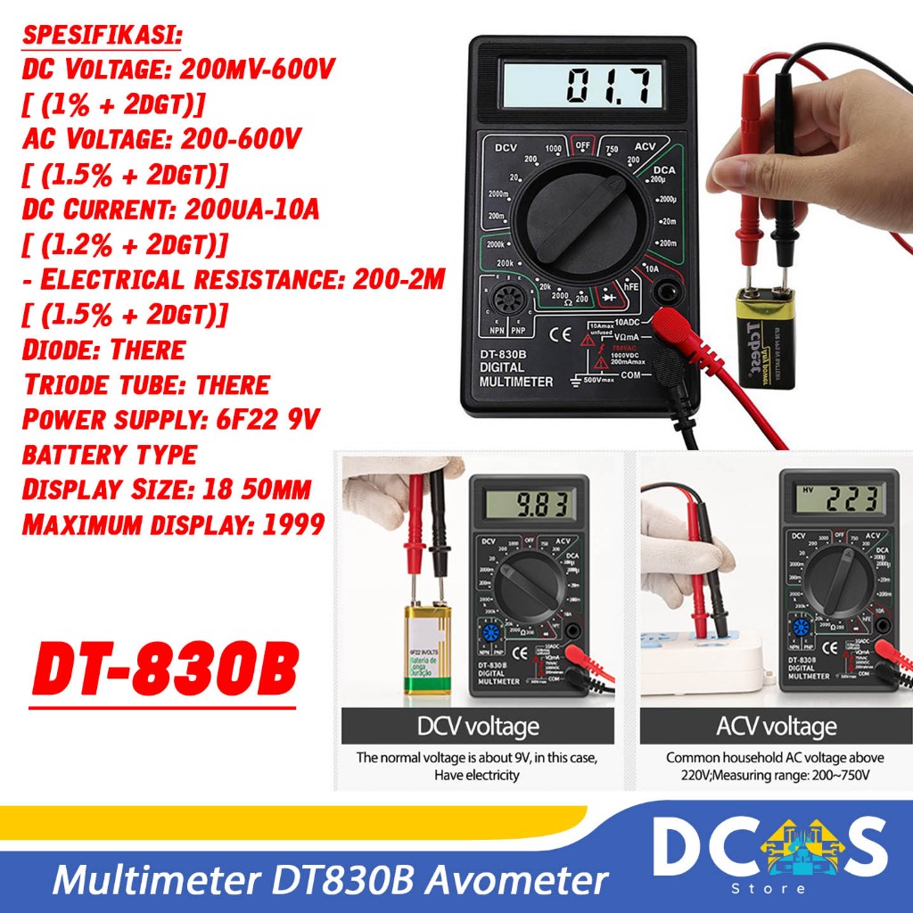 Jual Multimeter DT830B DT830-B/ Avo Meter / Multitester / Avometer ...