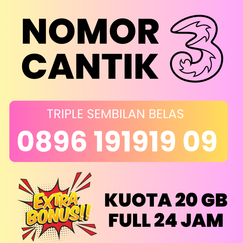 Jual NOMOR CANTIK Tri Triple Sembilan Belas Rapi | Shopee Indonesia