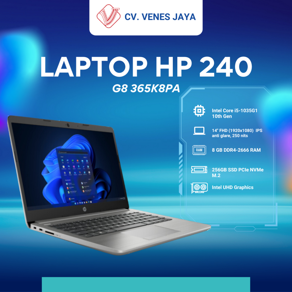 Jual LAPTOP HP 240 G8 365K8PA, INTEL CORE I5 1035G1, GRAPHIC INTEL, RAM ...