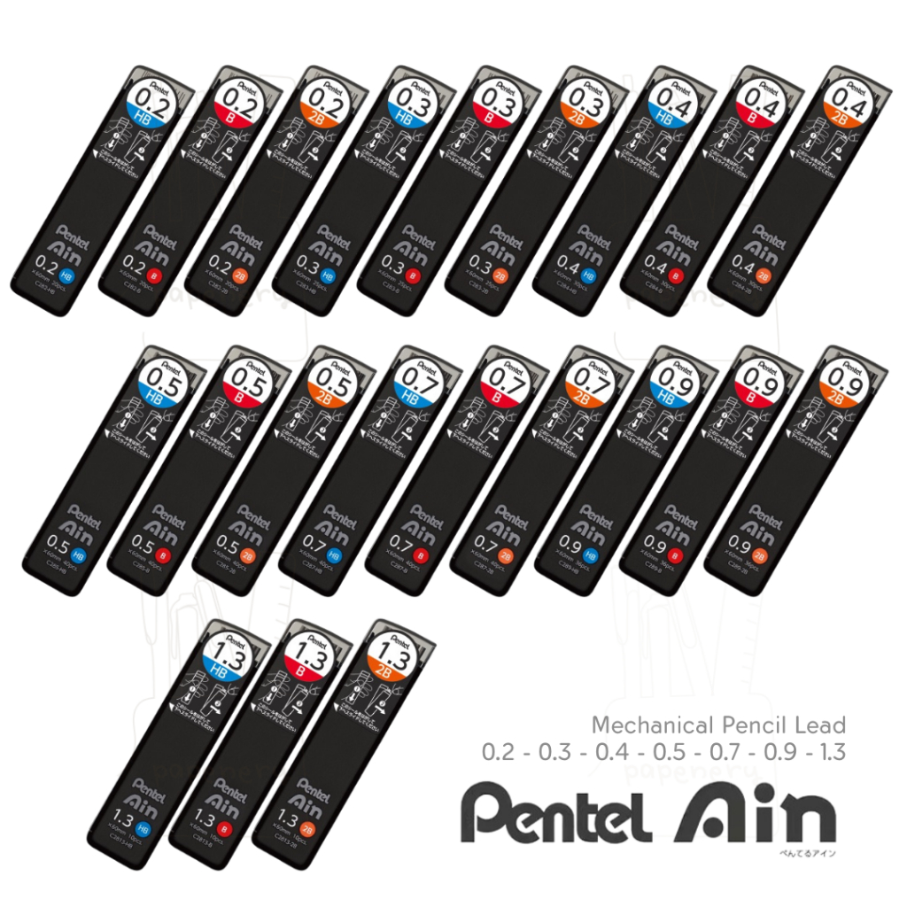 Jual Pentel AIN Mechanical Pencil Lead Refill 0.2mm 0.3mm 0.4mm 0.5mm 0 ...