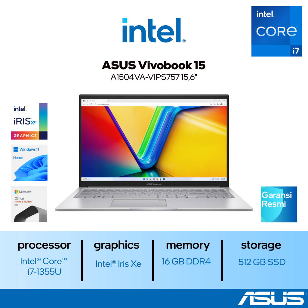 Jual ASUS Vivobook 15 A1504VA-VIPS757 - Cool Silver [Intel Core i7 ...