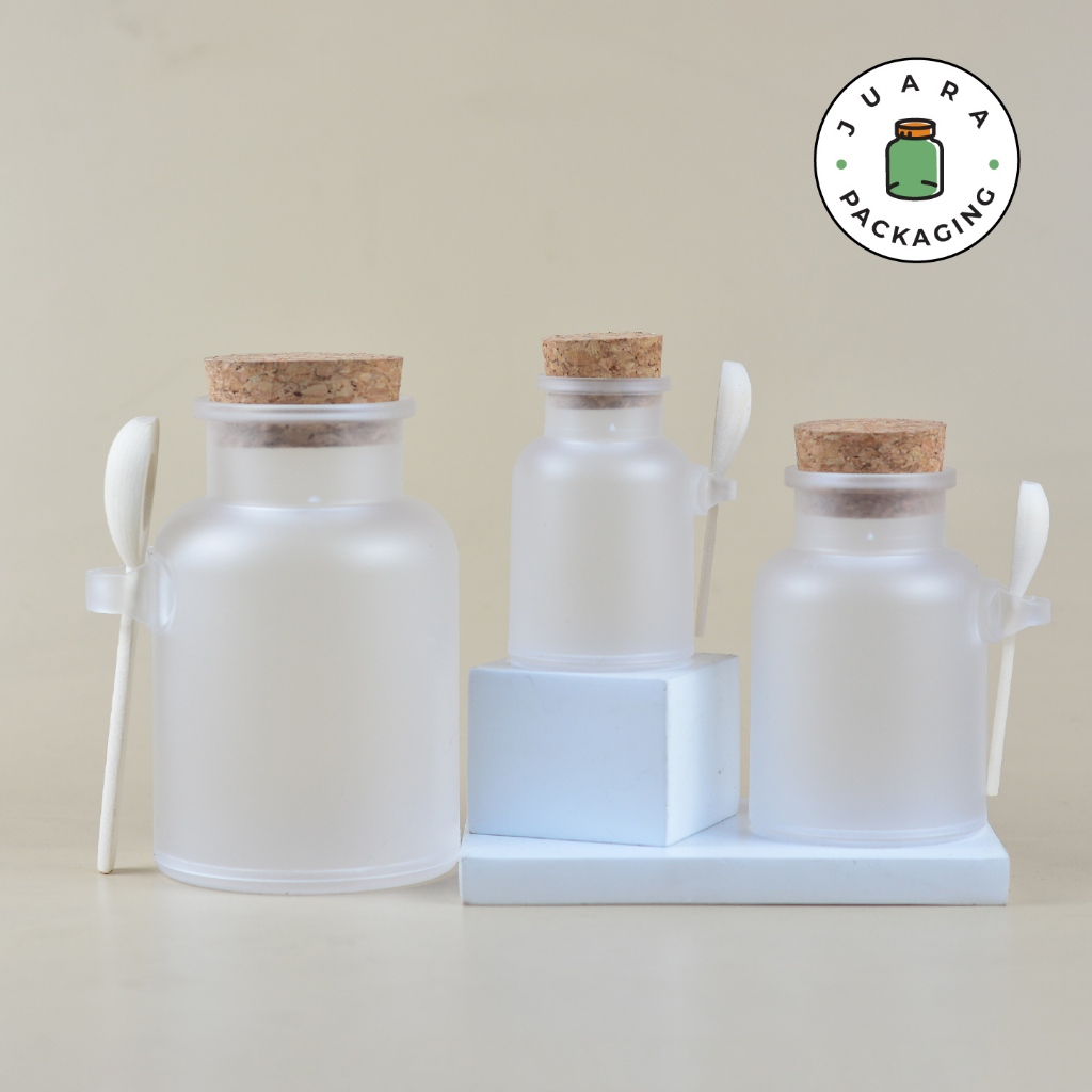 Jual Botol Acrylic Tutup Gabus 100ml 200ml 500ml Dengan Sendok Kayu ...