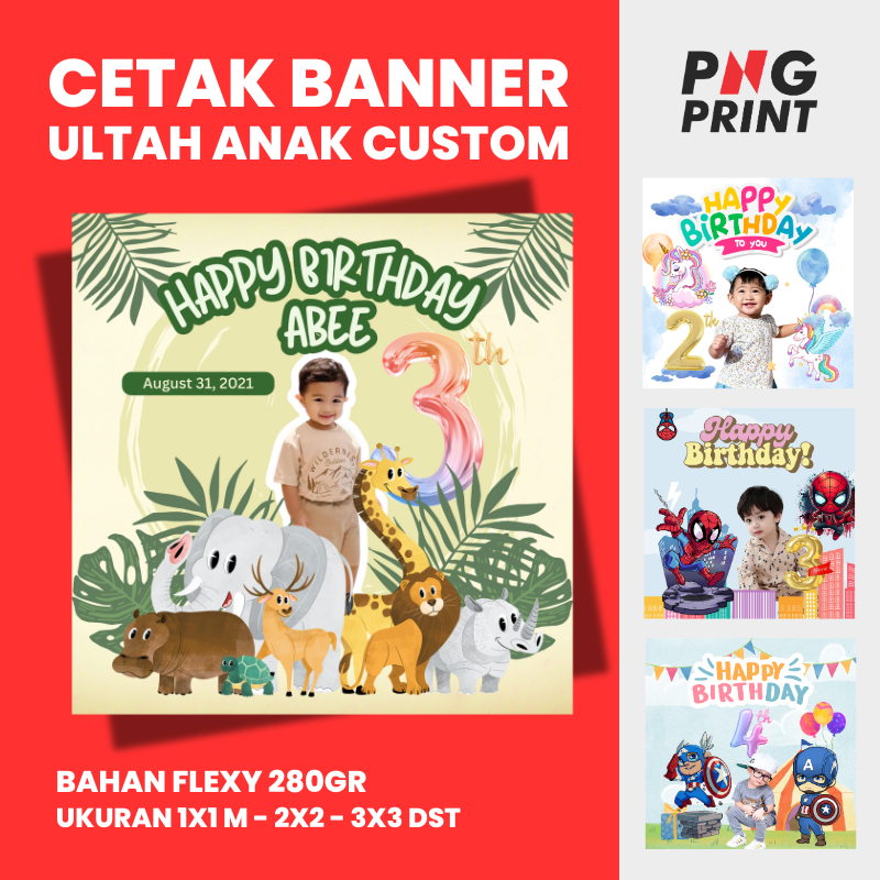 Jual Spanduk HBD Karakter Custom Backdrop Banner / Spanduk Ulang tahun ...