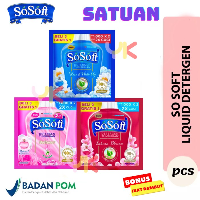 Jual So Soft Liquid Detergent Nature Fresh Double Sachet 80ml Satuan ...