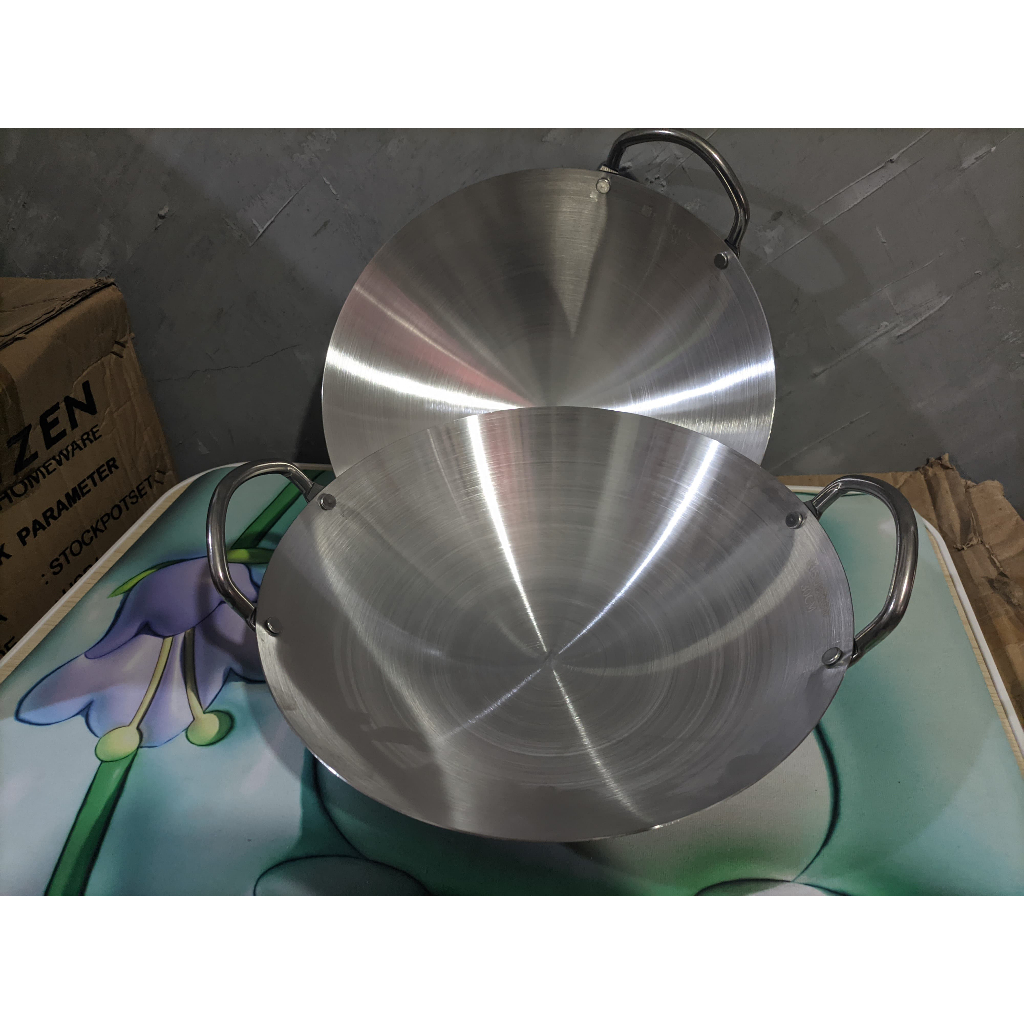 Jual Wajan Penggorengan Tebal Full Stainless Steel ukuran 30cm dan 32cm SUS 304/wajan cekung ...