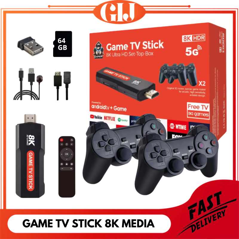 Jual Game TV Stick Console 8K Media Player Smart TV Box Android 10 2.4G ...