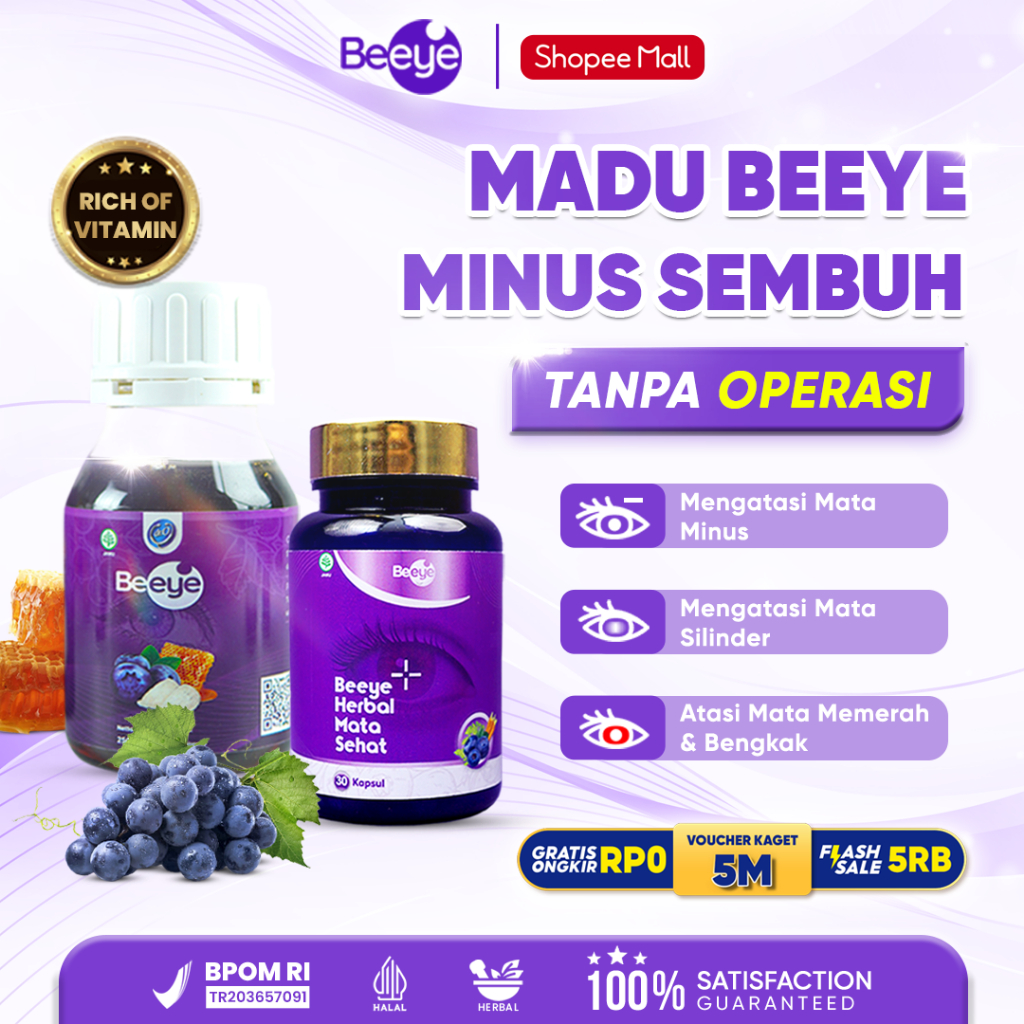 Jual Dr O - Kapsul dan Madu Mata Minus Beeye 250 ML / Suplemen Mata Minus / Herbal | Shopee ...